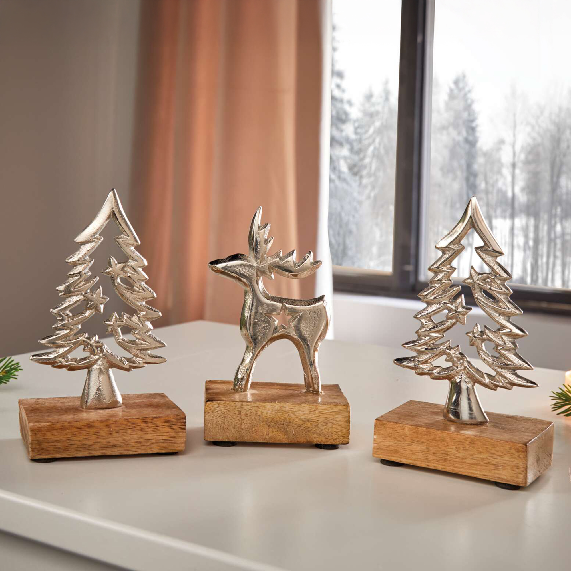 Weihnachtsdeko "Tannen & Rentier", 3er Set von Frank Flechtwaren